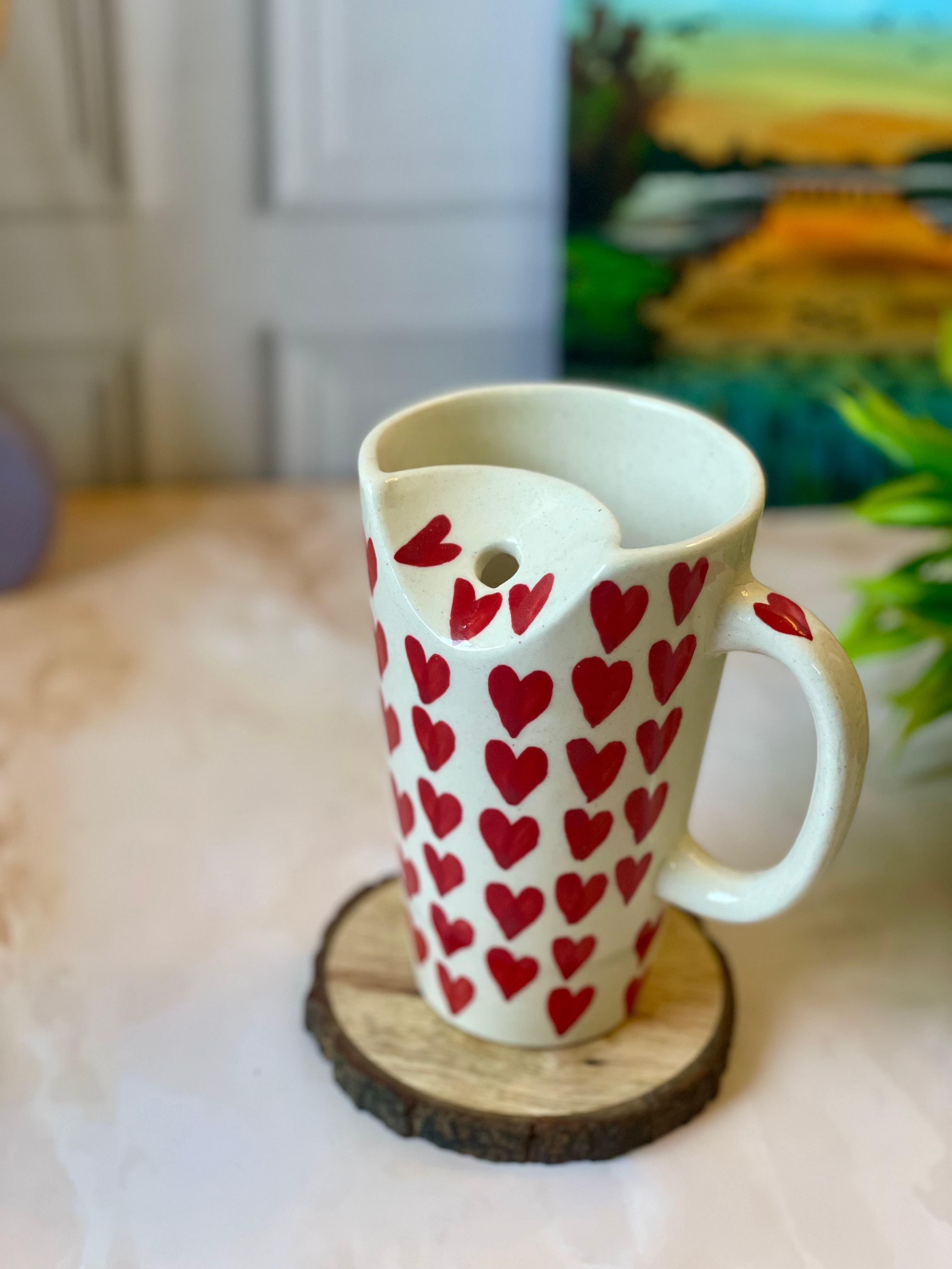 GULCASA SIPPER RED HEART TRENDY COFFE/TEA/SHAKE CERAMIC MUG FOR GIFTING ...