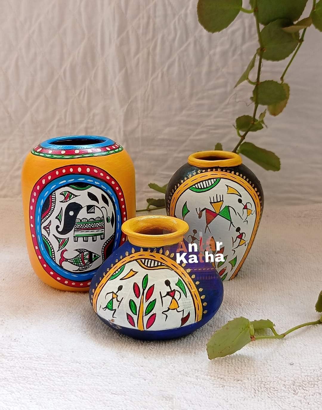 Hand painted terracotta pots